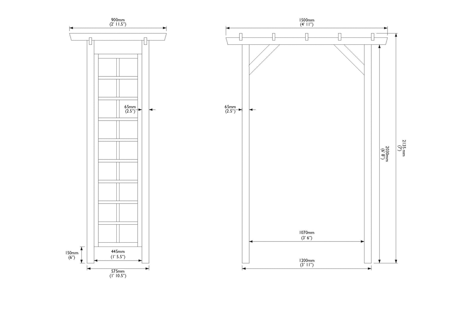 Garden Arbour with Roof and side trellis, Tanalised Redwood Timber ...