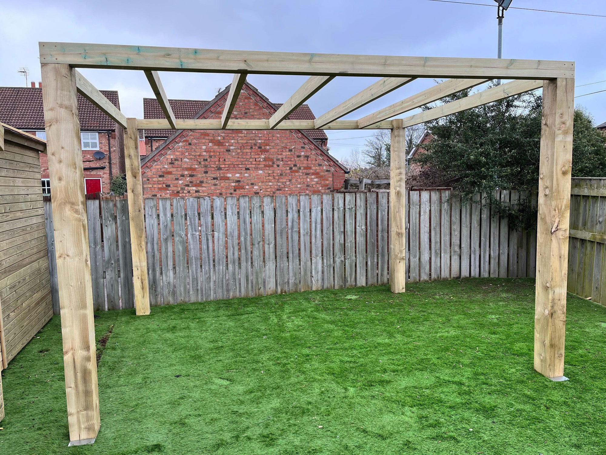 Heavy Duty Timber Box Pergola Complete DIY Kit, Tanalised Redwood Timb ...