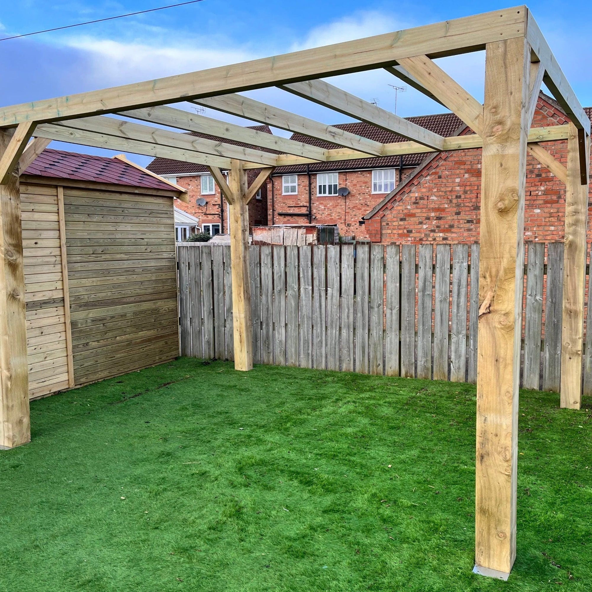 Heavy Duty Timber Box Pergola Complete DIY Kit, Tanalised Redwood Timb ...