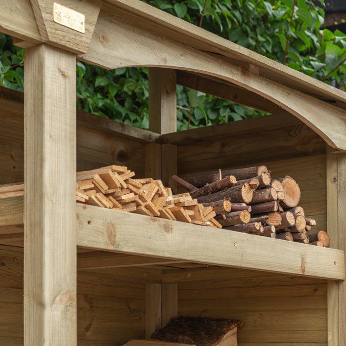 Premium Double log store with kindling shelf, tanalised timber – Layzee ...