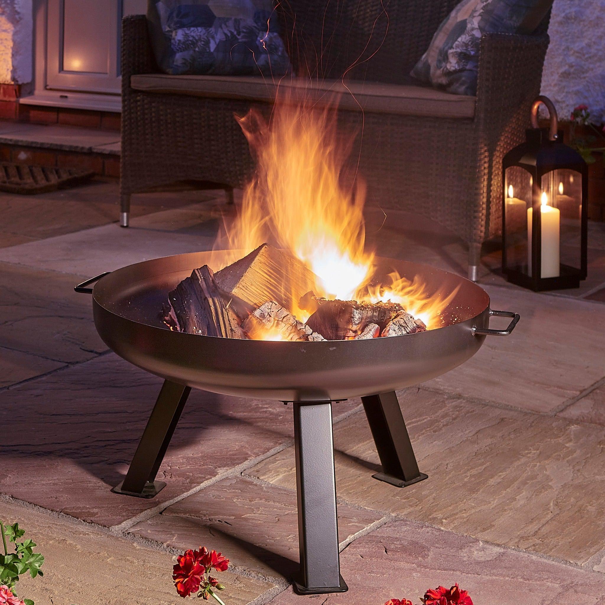 Steel Outdoor Fire Pit Multi Layer Steel Matt Black Firepit