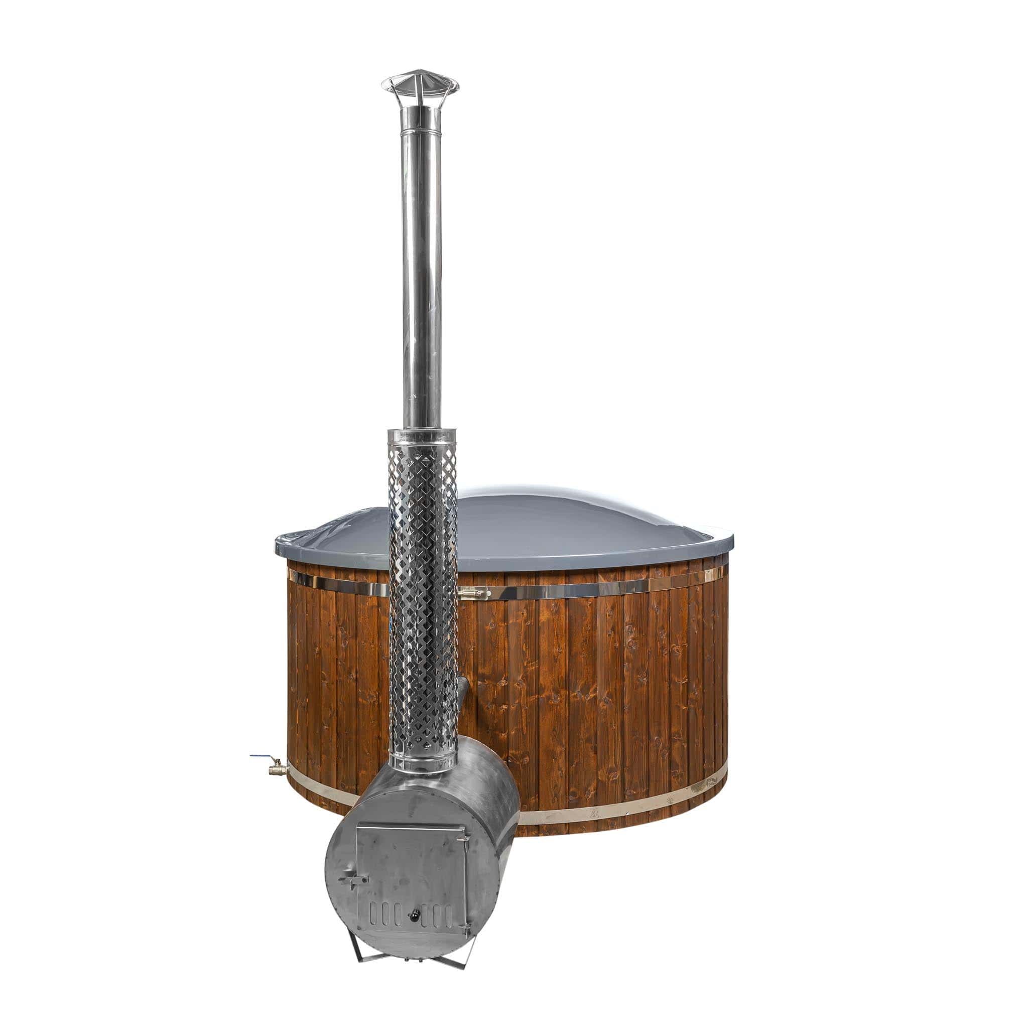 "René" XL 225cm Wood Fired Hot Tub | External Heater | Fibreglass Line ...