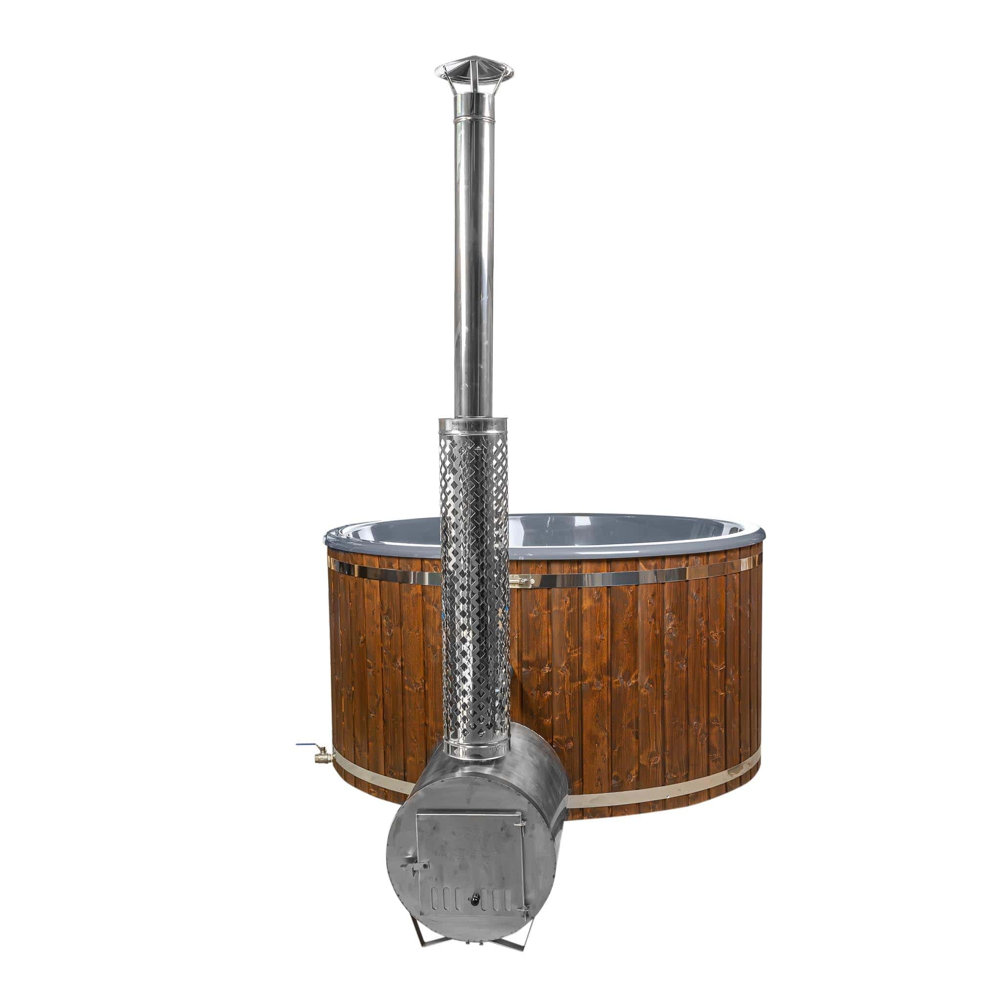 "René" XL 225cm Wood Fired Hot Tub | External Heater | Fibreglass Line ...