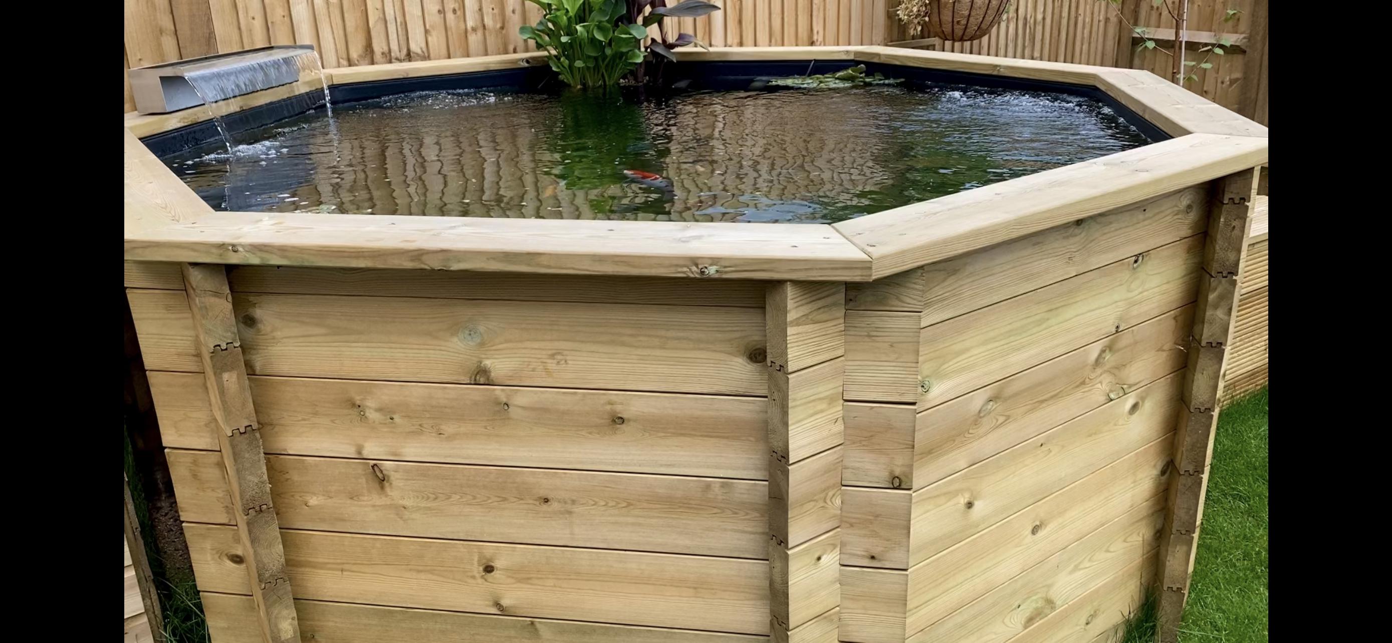 6ft 473 Gallon Octagonal Wooden Pond, complete kit, Layzee Living
