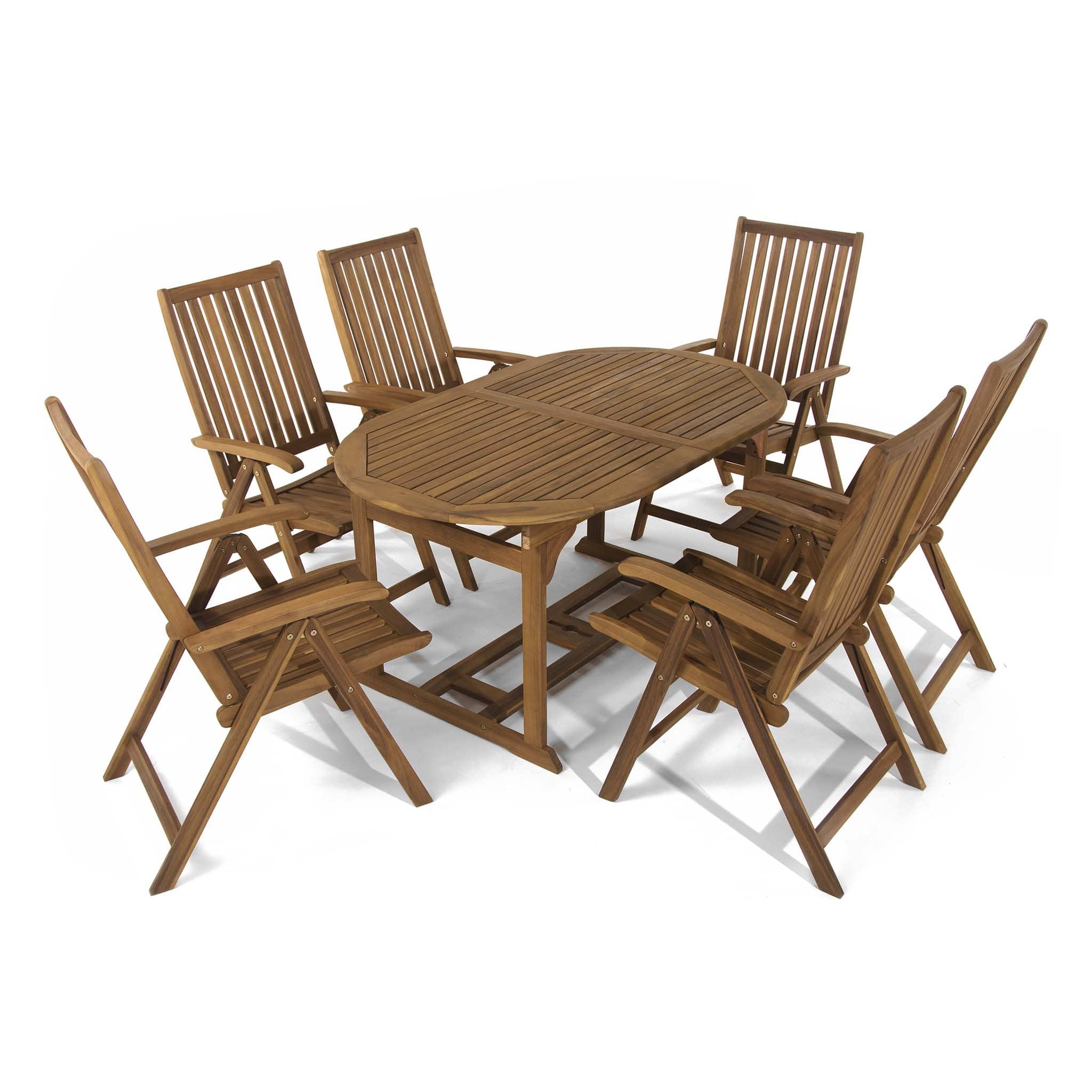 Acacia Oval Dining Table with 6 Chairs – Layzee Living
